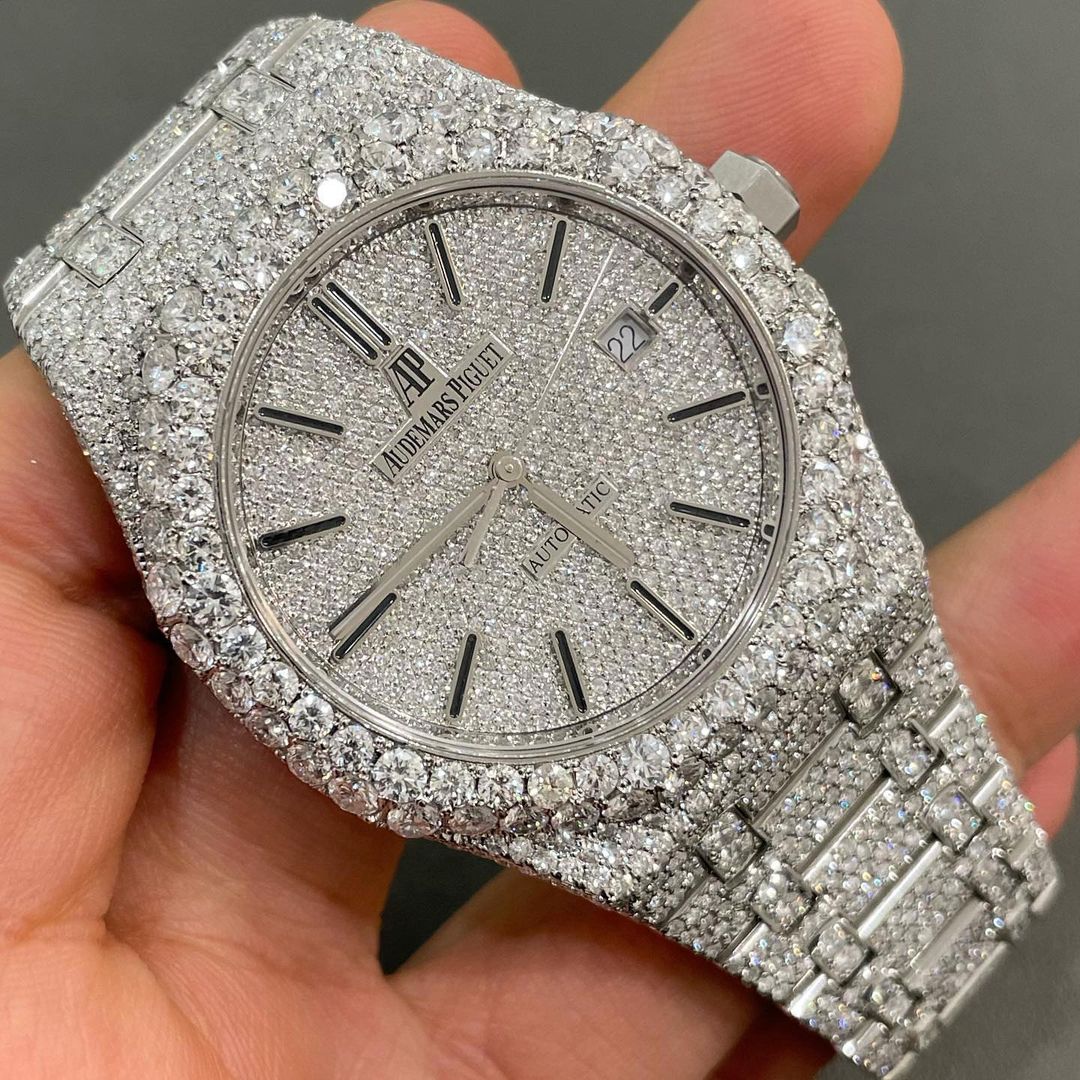 Moissanite AP Watch - 41mm Audemars Piguet Royal Oak Diamond Watch ...