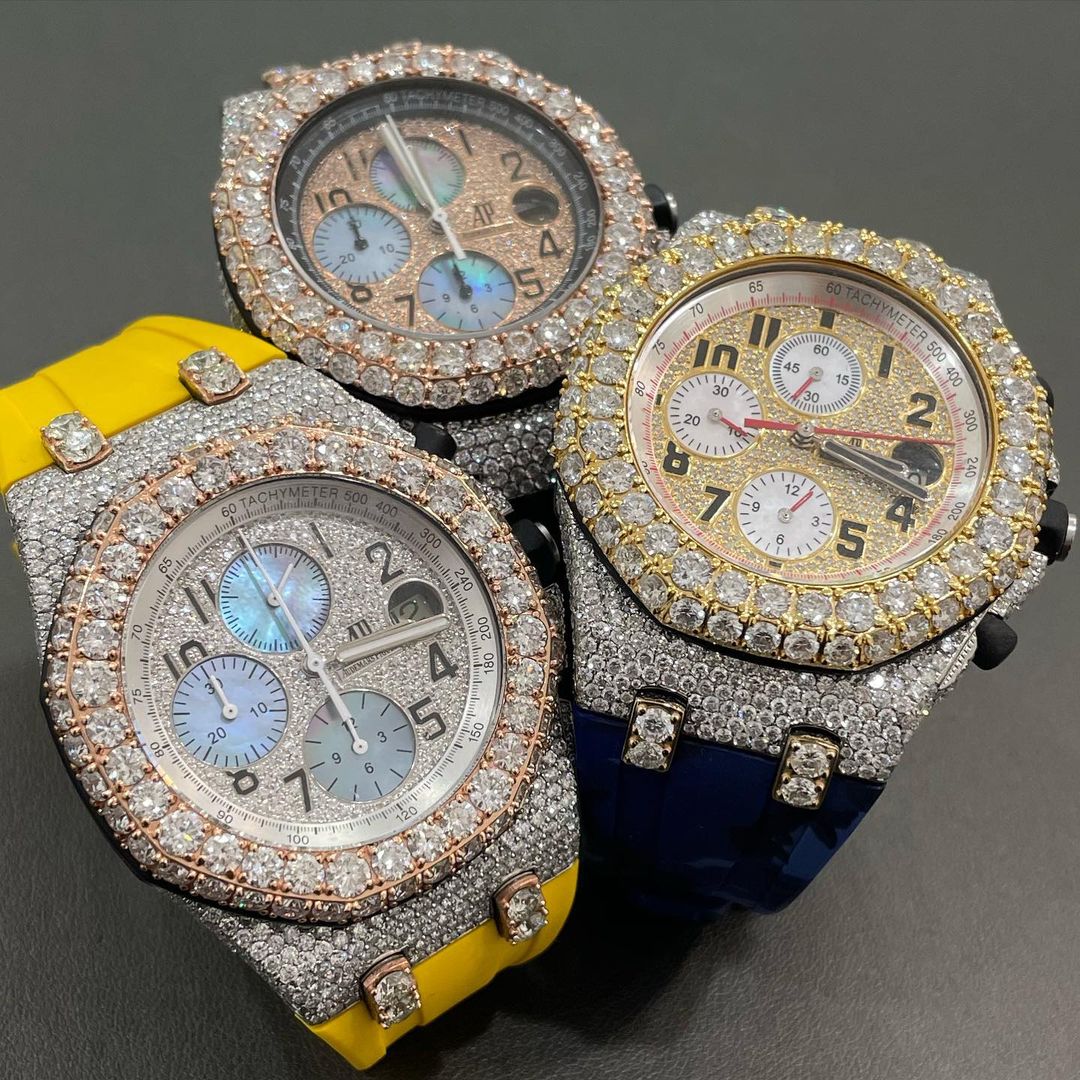 Moissanite AP Watch | 42mm Audemars Piguet Watch | VVS Diamonds ...